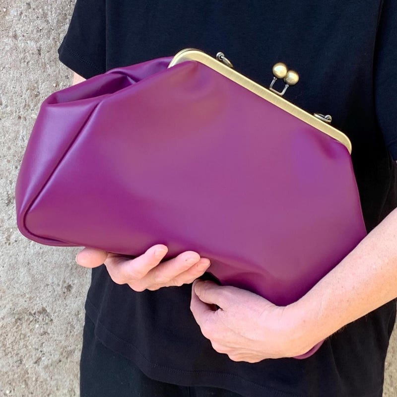 Purple Kisslock Handbag - Etsy UK