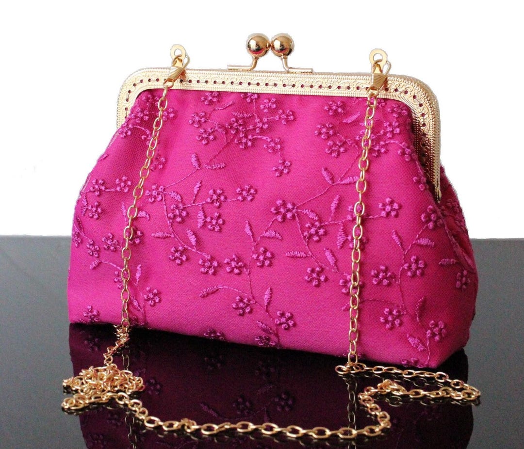 Fuschia Kisslock Purse Bridal Bag Evening Wedding Clutch Vintage - Etsy