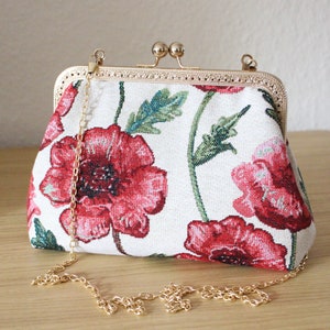Poppy Floral Wedding Clutch Bag Handmade Red Floral Purse Designer ...