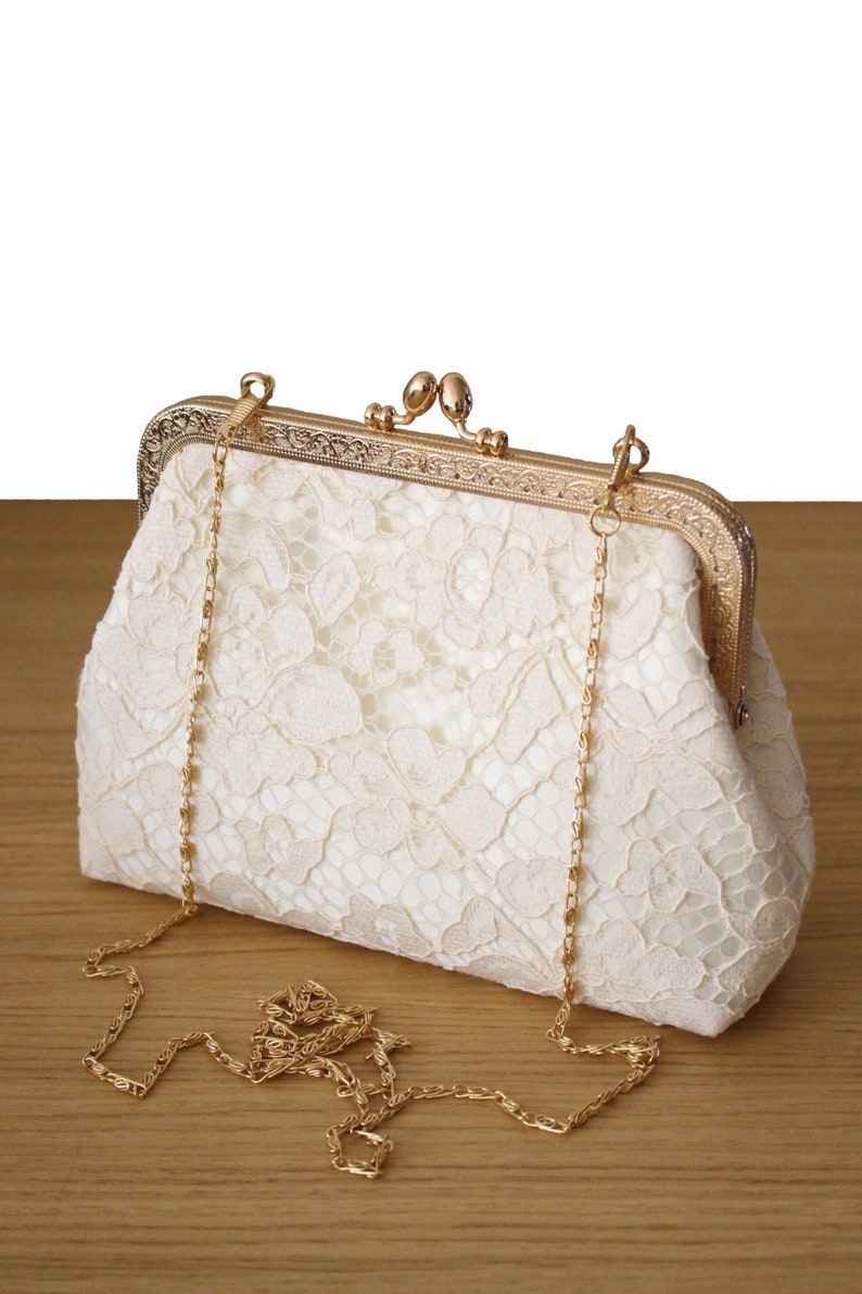 Champagne Wedding Clutch Bag Kisslock Purse Mother of the Bride ...