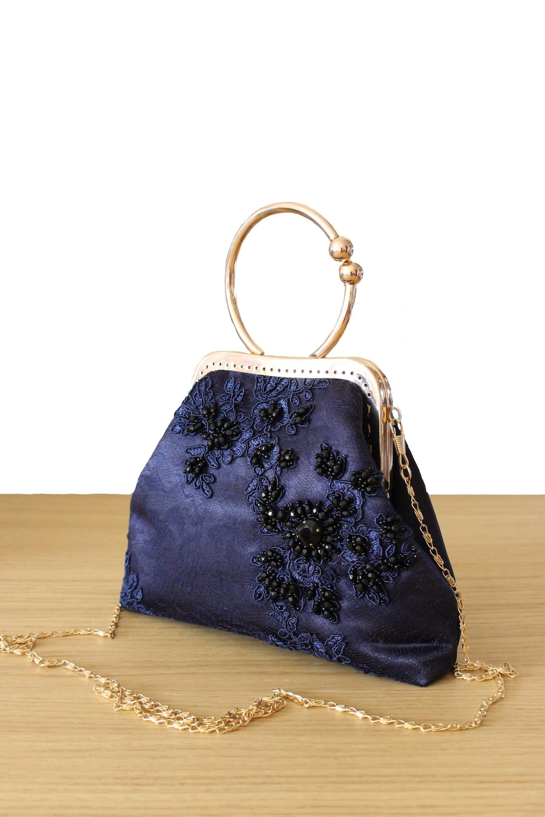 Navy Blue Wedding Clutch Embroidery Bag Navy Blue Evening Bag With ...