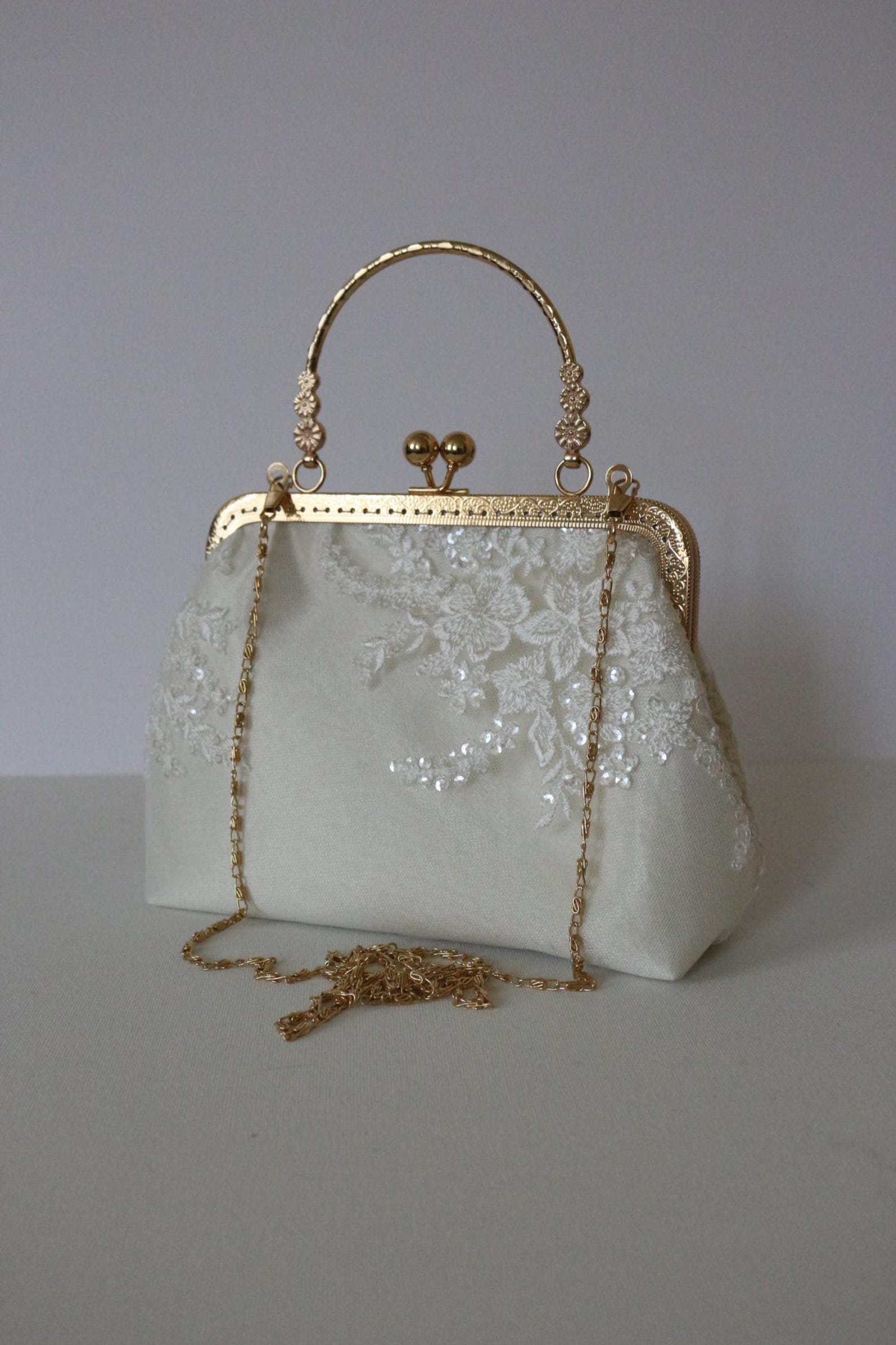Ivory Bridal Clutch With Pearls Wedding Beaded Bag Vintage Purse - Etsy