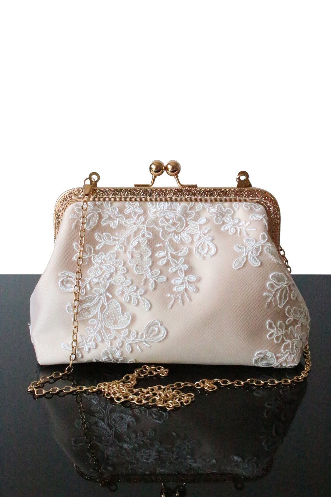 Bridal Purse White Wedding Clutch Bag Floral Lace Bridal Handbag ...