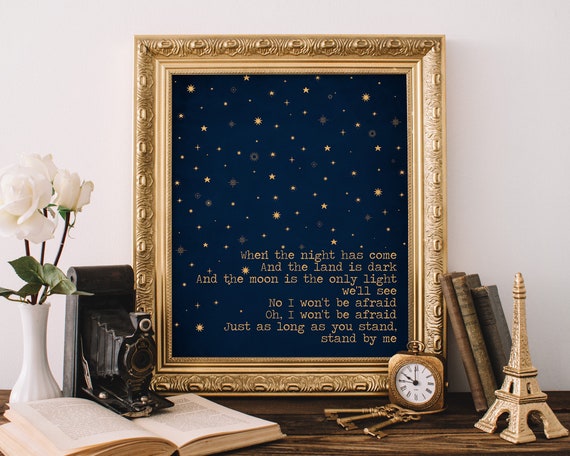 Stand by Me Lyrics Ben E King Lyrics Stand by Me Poster - Etsy