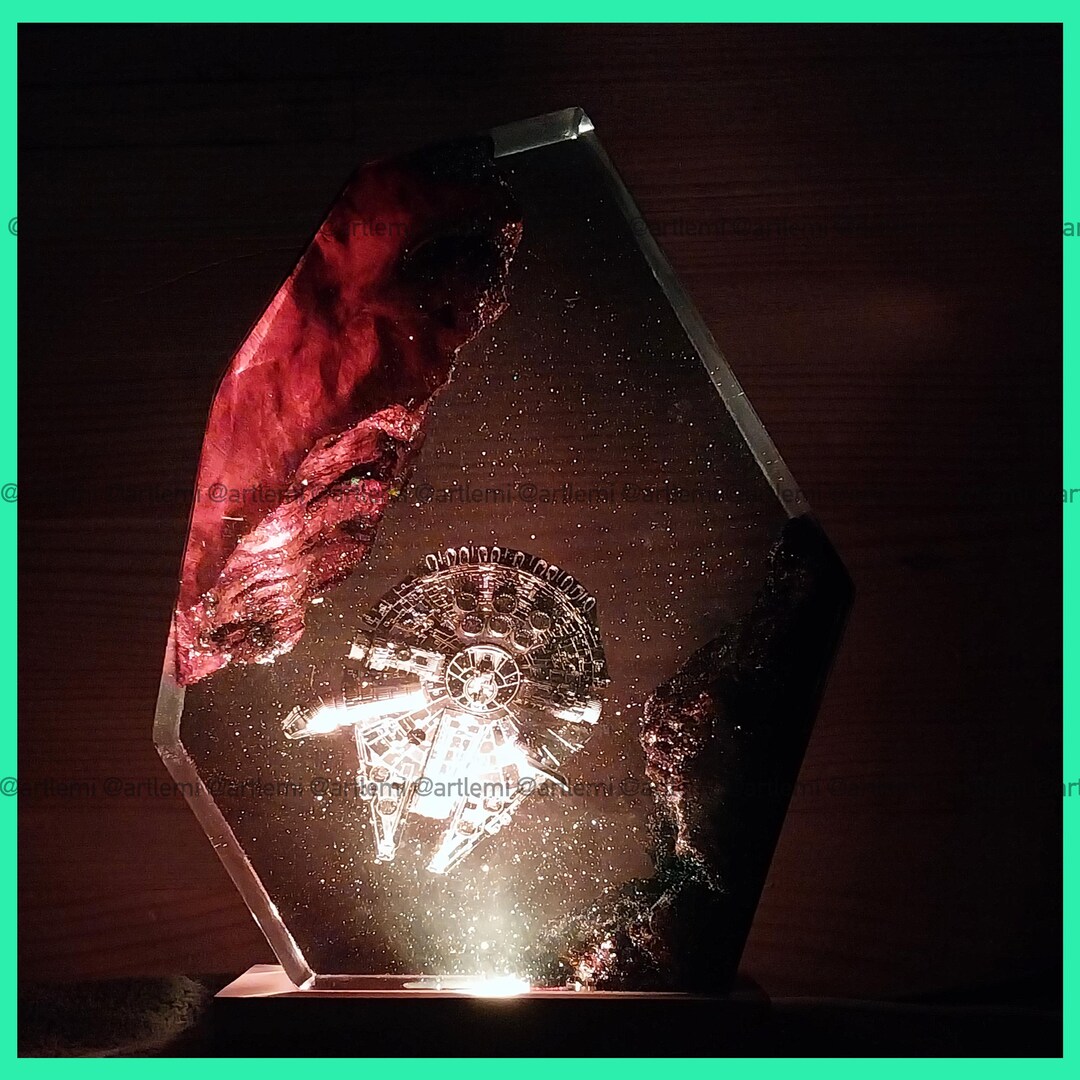 Resin and Wood Space Galaxy Lamp, Space Night Lights, Resin Lamp ...