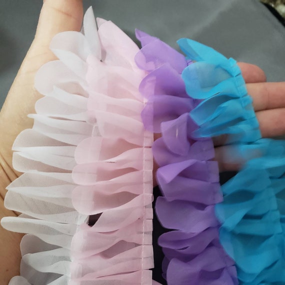 Chiffon Ruffle Lace Pink White Purple Teal Bluepleated | Etsy