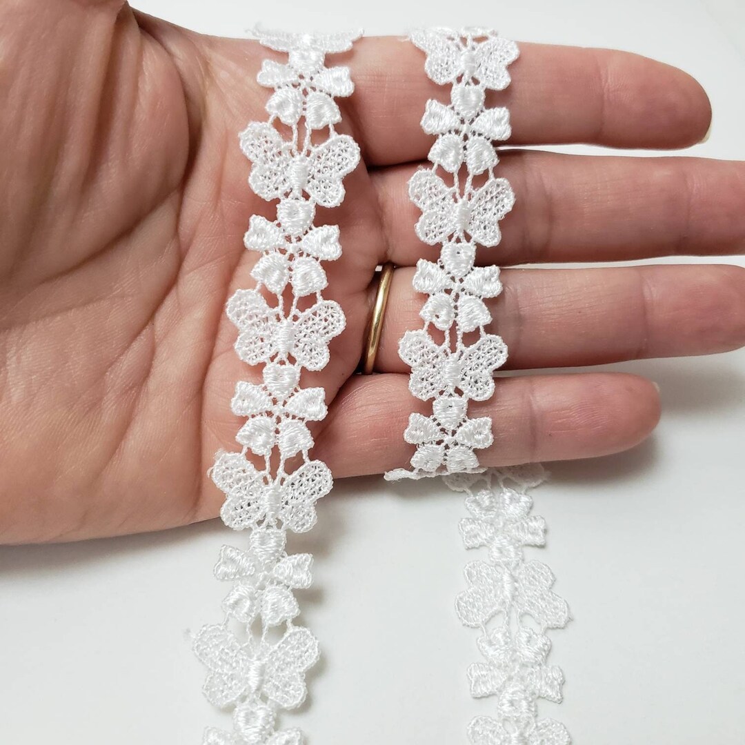 Butterfly Daisy Trim, Floral Thin Mini Doll Lace, Miniature Applique ...