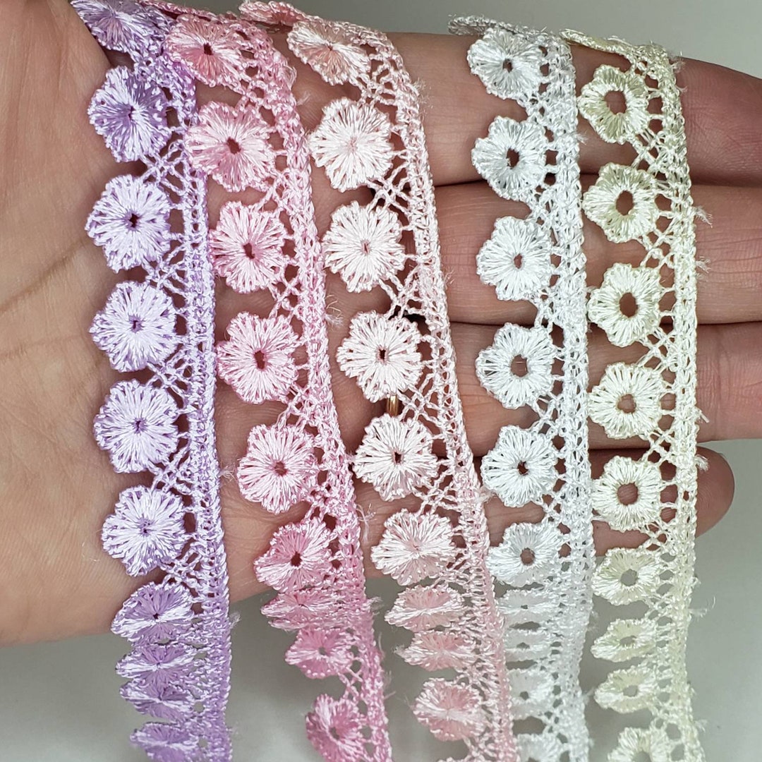 Floral Lace Trim, Embroidered Miniature Flowers, Shabby Chic ...