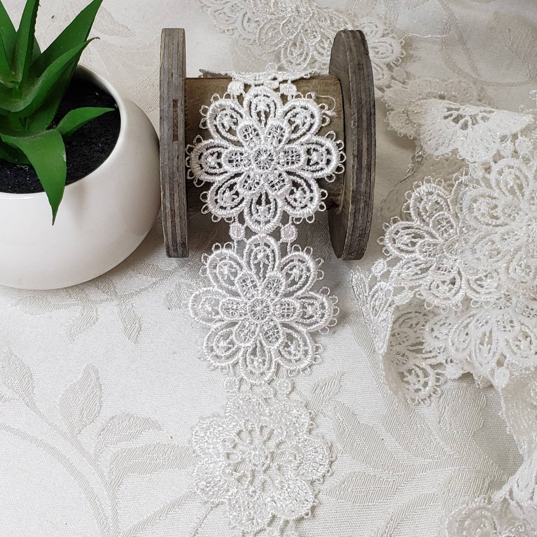 White Floral Venice Lace Applique, Sewing Embellishment - Etsy