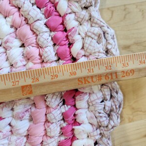 Pink Rag Rug, Handmade Pink White Cotton Oval Upcycled Textile Fabric ...