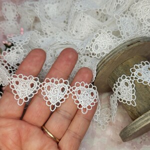 Heart Venice Lace, White Lace Applique Trim, by the Yard 32 Hearts ...