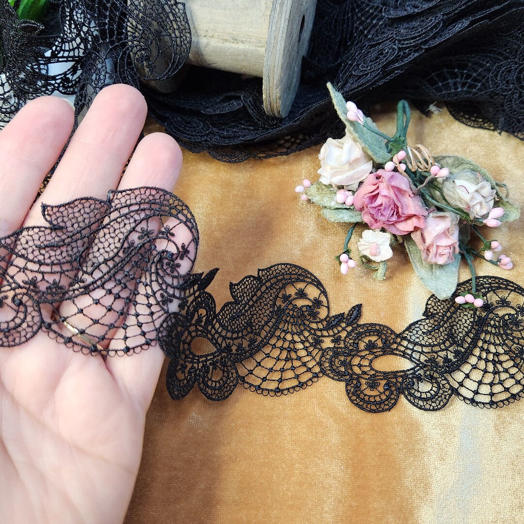 Black Scallop Lace, Delicate Soft Venice Lace, Sewing Craft Supplies ...