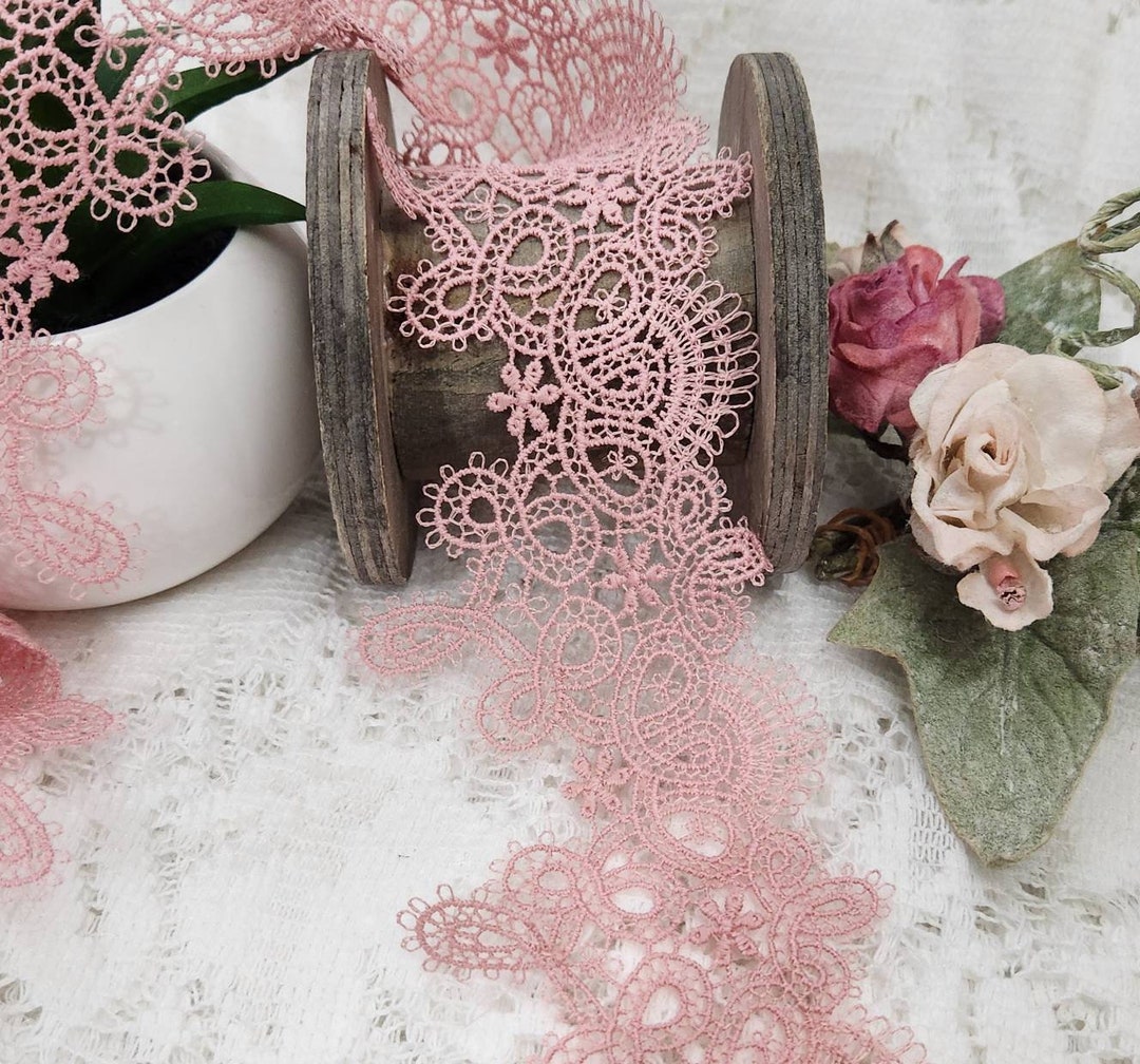 Rose Pink Lace Soft Delicate Romantic Swirl Scallop Lace. - Etsy