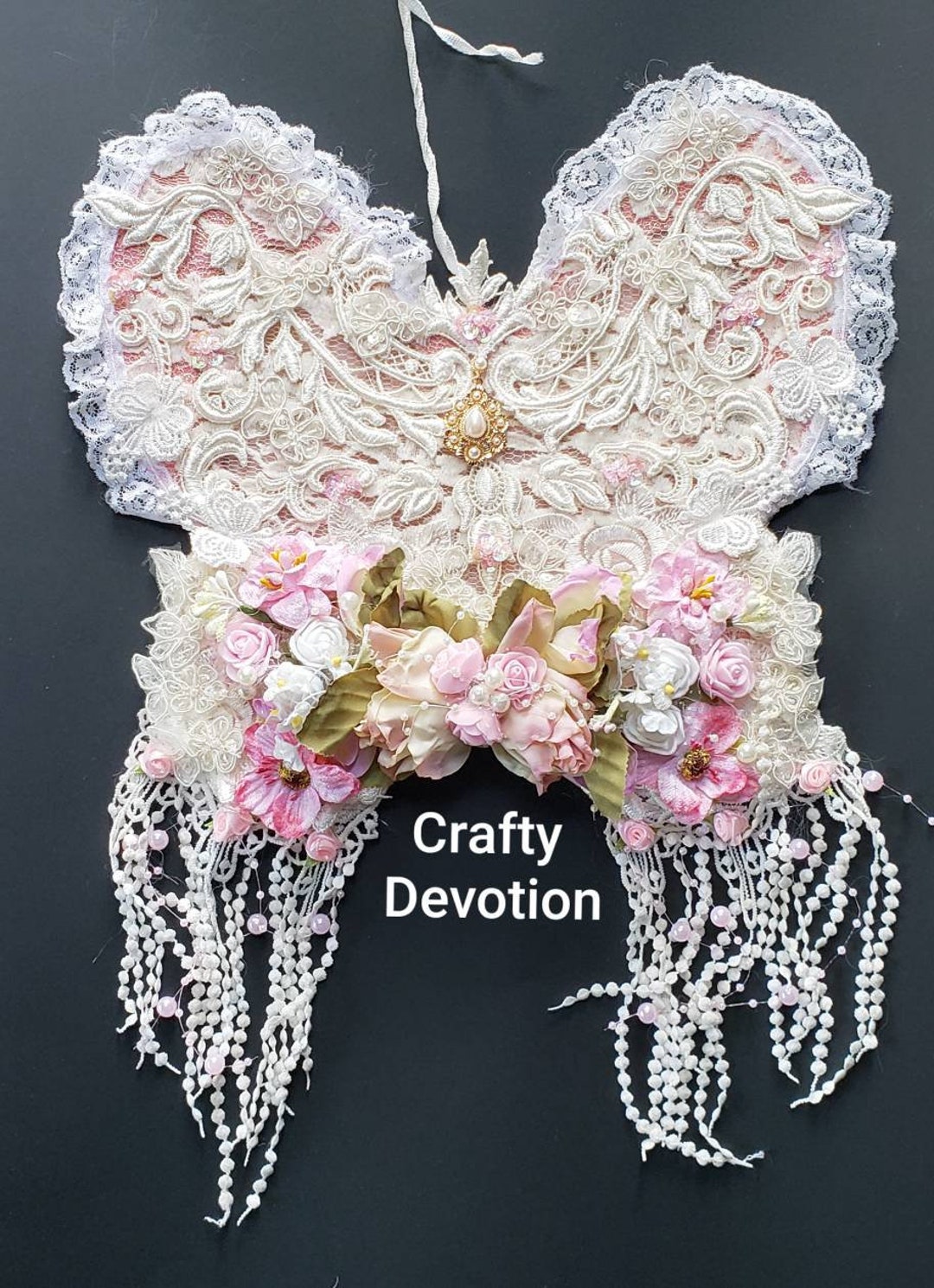 Pink Butterfly Floral DIY KIT, Lace Wall Hanging Make It Yourself ...