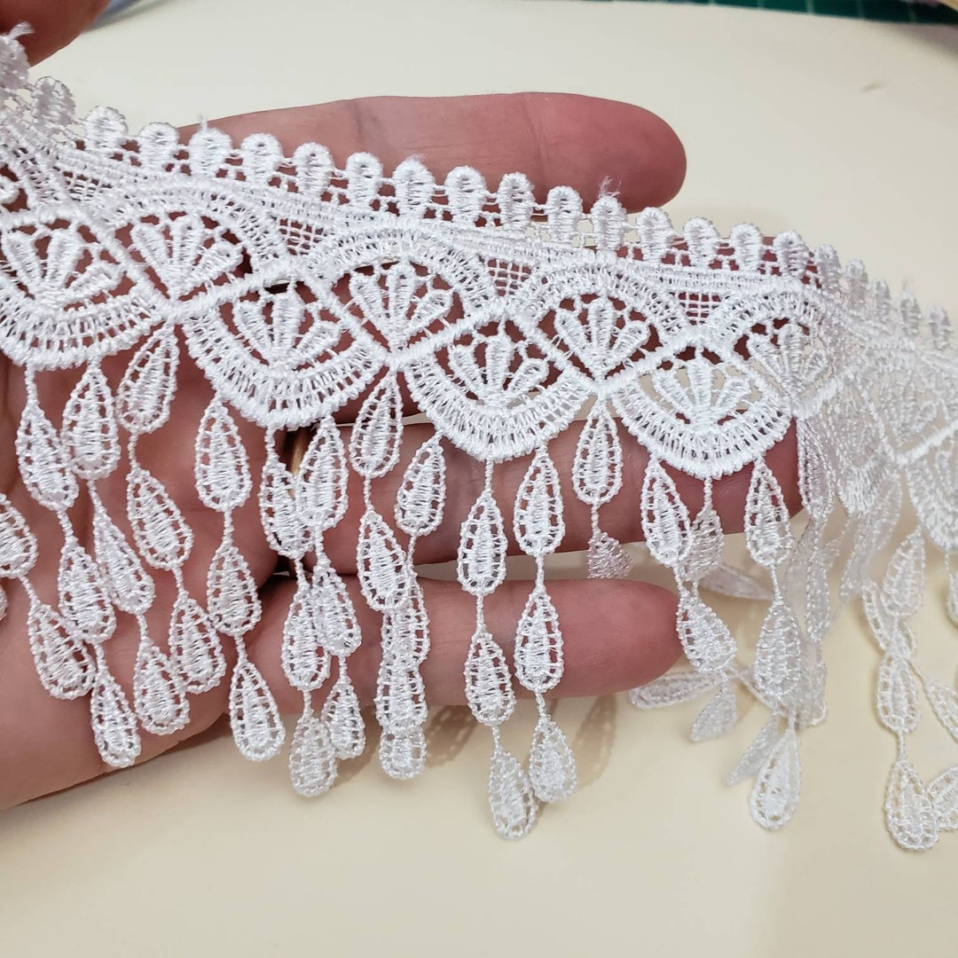 White Lace Fringe. Bridal Dangle Lace Trim by the Yard, Craft and ...