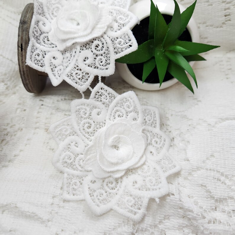 Layered Flower White Lace Applique Craft Dimensional Flower - Etsy