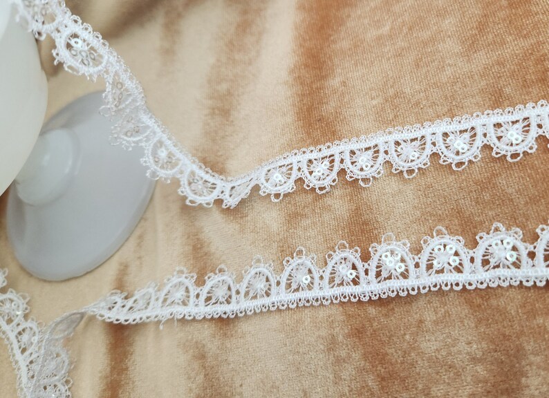 Scallop Sequin Lace, White Sparkle Lace, Venice Bridal Border Trim ...