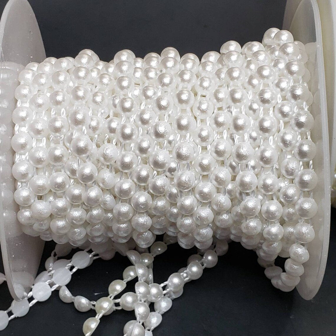 6mm Flat Back Pearl by the Yard Beaded Strand/bridal Pearl | Etsy