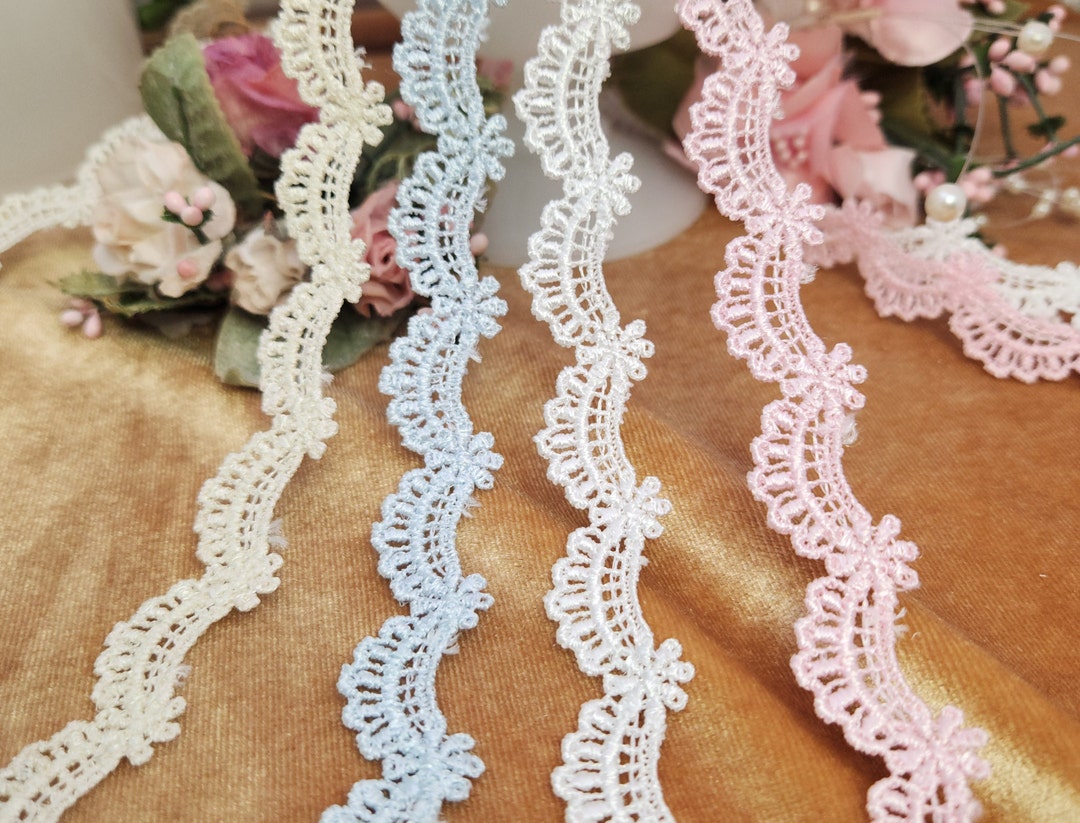 Floral Scallop Lace, Scallop Daisy Trim in Pink Blue Cream White ...