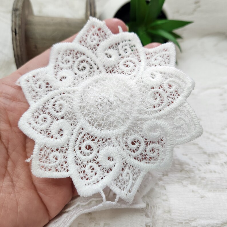 Layered Flower White Lace Applique Craft Dimensional Flower - Etsy