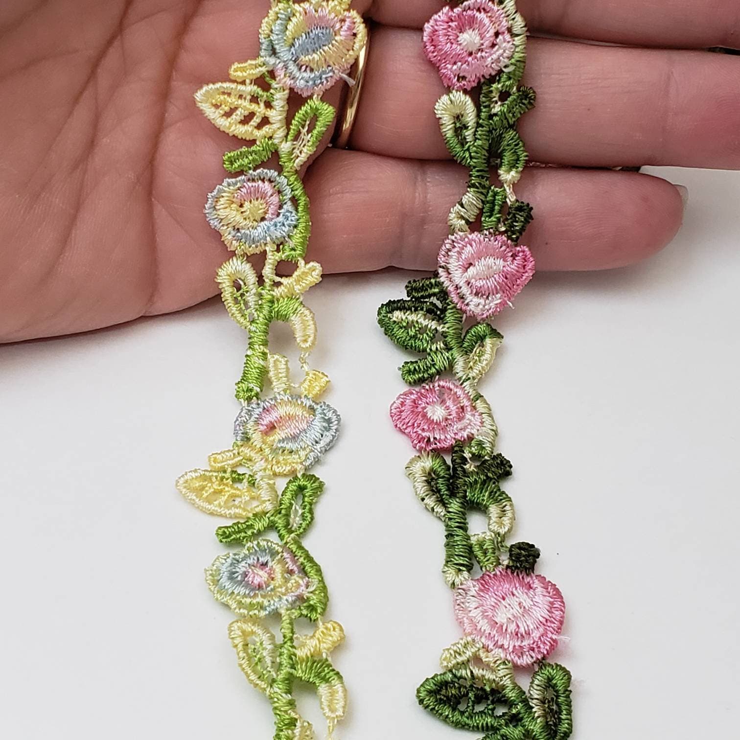 Rose Flower Trim, Rococo Floral Lace in Pink or Pastel, Embroidered ...