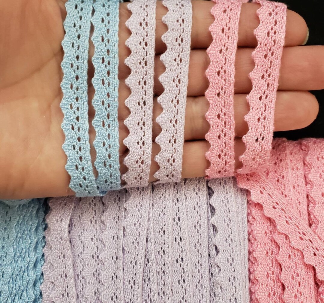 Cotton Scallop Lace, Trim in Pink Blue Lavender. Thin Miniature Doll ...