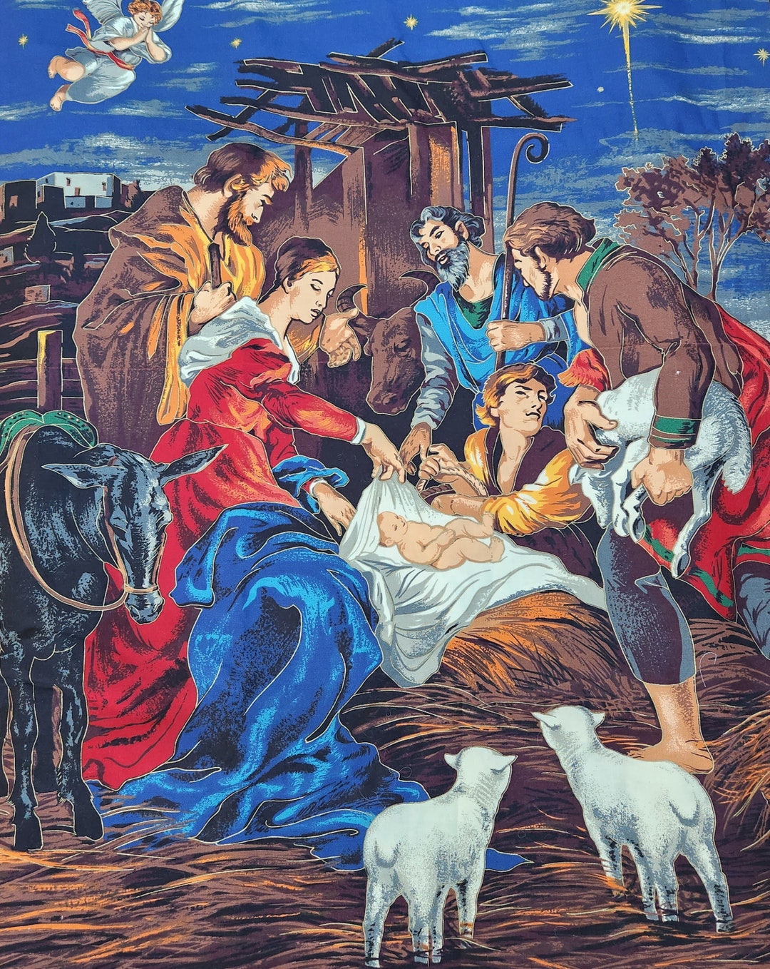 Nativity Fabric Panel, Large Nativity Image, 35" X 45" Panel, Cranston ...