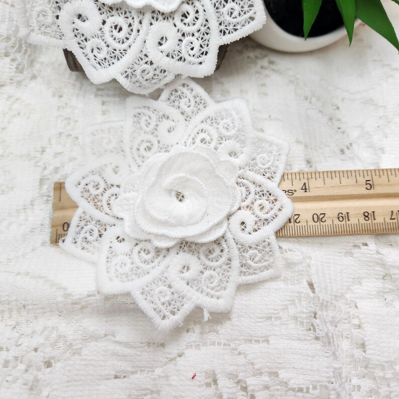 Layered Flower White Lace Applique Craft Dimensional Flower - Etsy