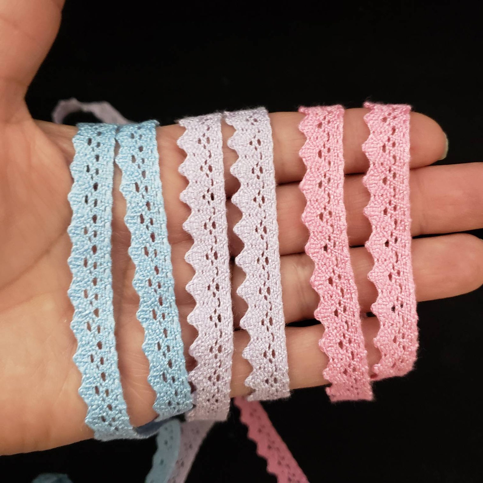 Cotton Scallop Lace Trim in Pink Blue Lavender. Thin - Etsy