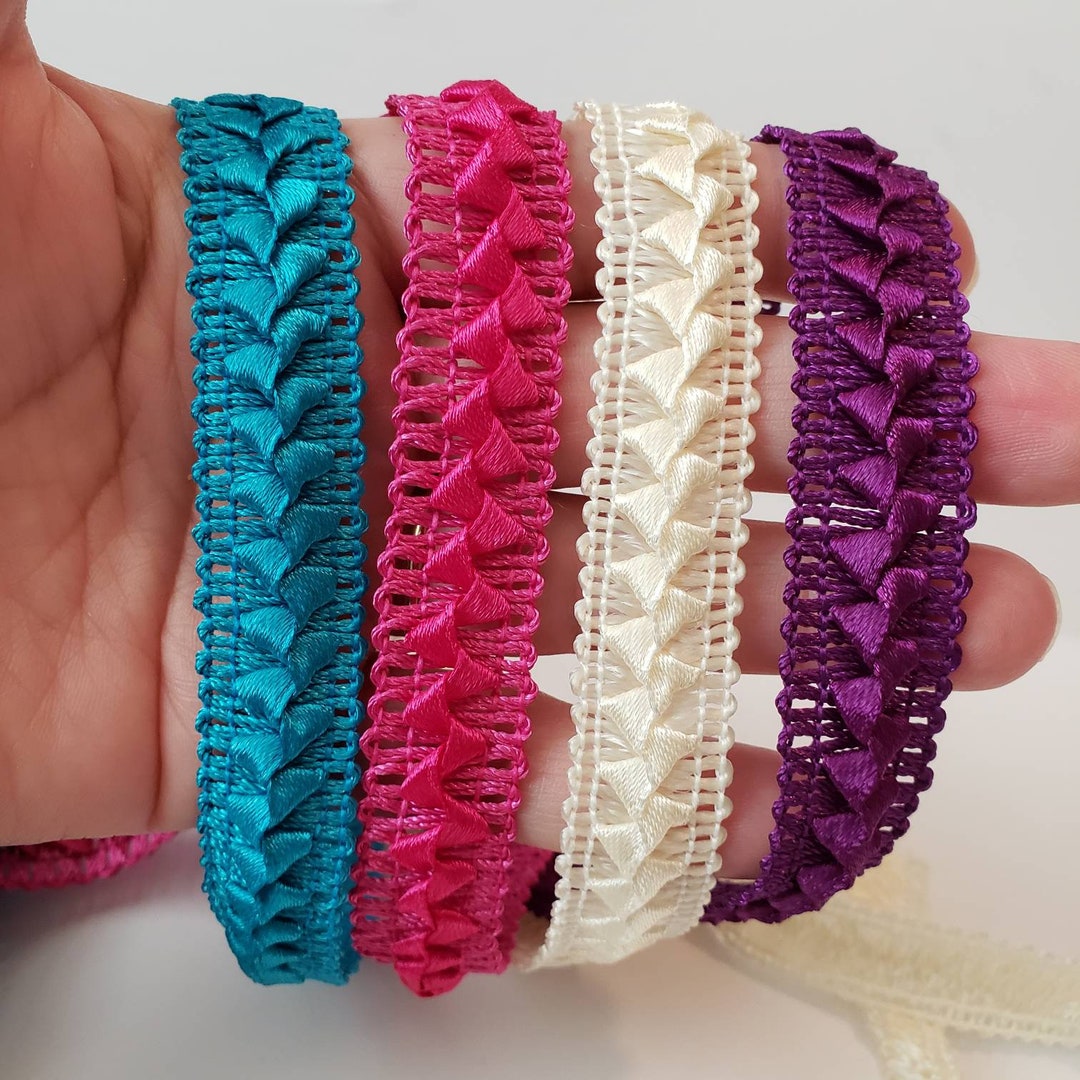 Braided Gimp Trim, Teal Magenta, White Cream Purple 3/4" Wide by the ...