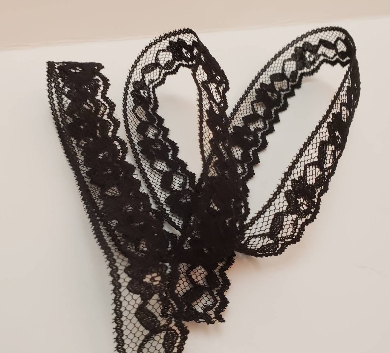Black Lace Trim, 2 Yard Lot of Sheer Flat Lace, Great for Sewing ...