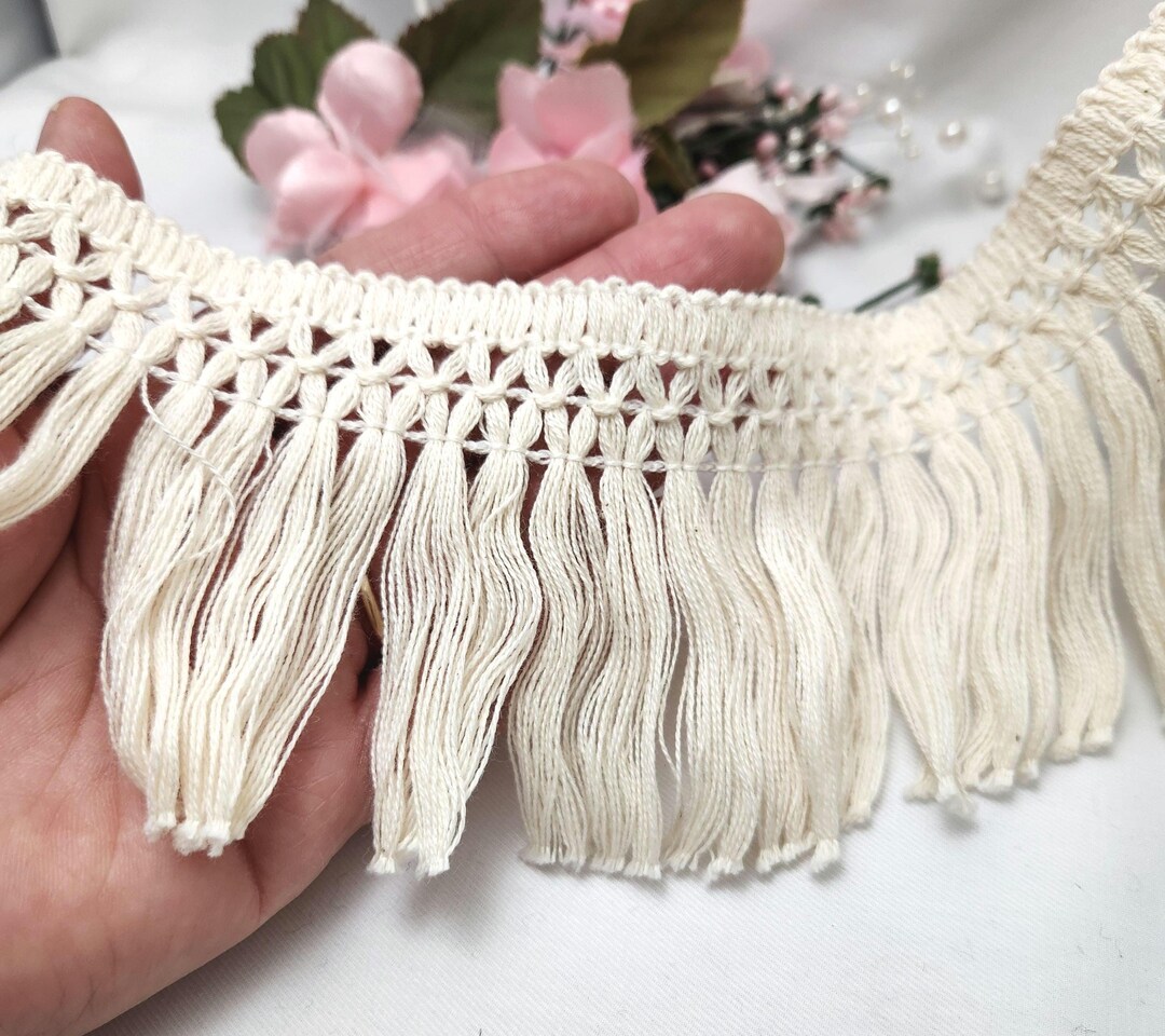 Cotton Fringe, Natural Color 3 Inch Trim, Sewing Craft Supplies, Junk ...