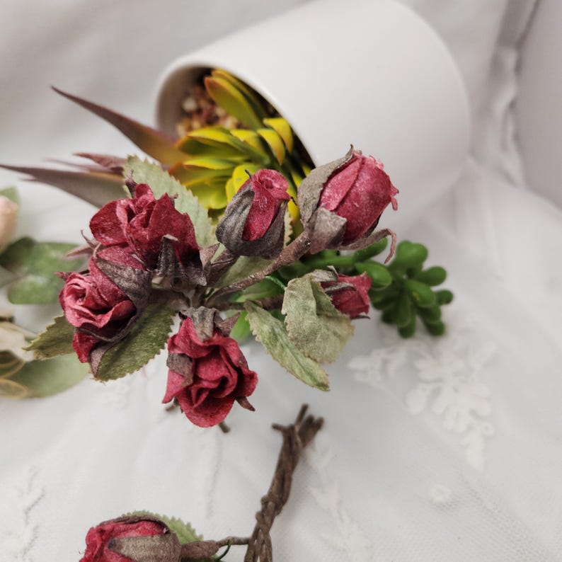 Red Millinery Roses, Vintage Red Rose Buds Made With Parchment Paper ...