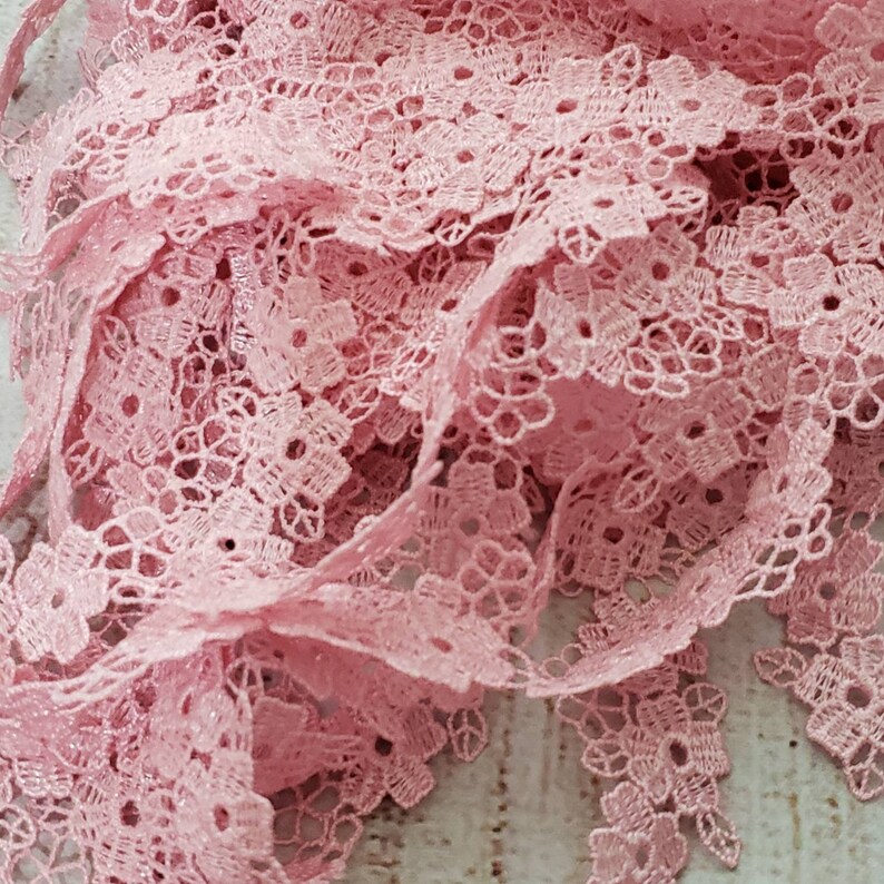 Pink Flower Lace. Floral Cut Work Pink Trim by the Yard for | Etsy