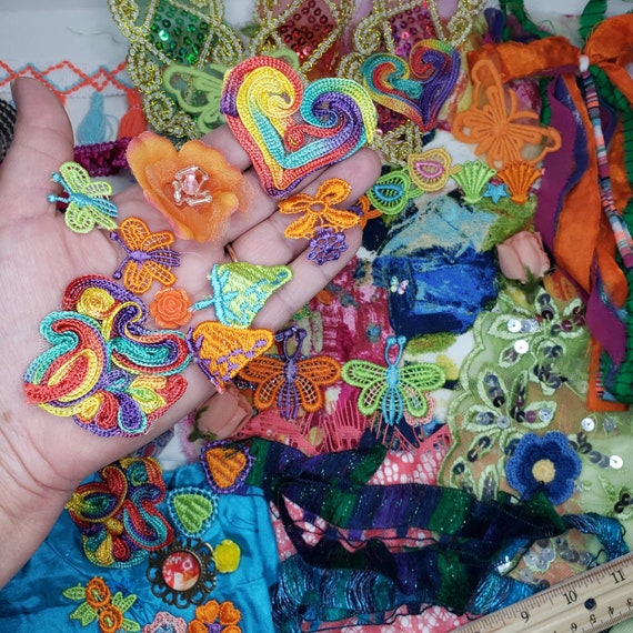 Rainbow Junk Journal Kit Lot Over 50 Pcs Colorful Crazy Quilt - Etsy