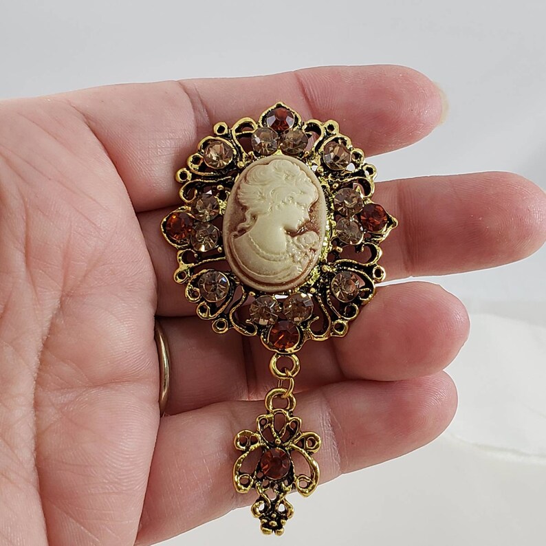 Cabochon Cameo Craft Bling Drop dangle in Champagne Gold or | Etsy