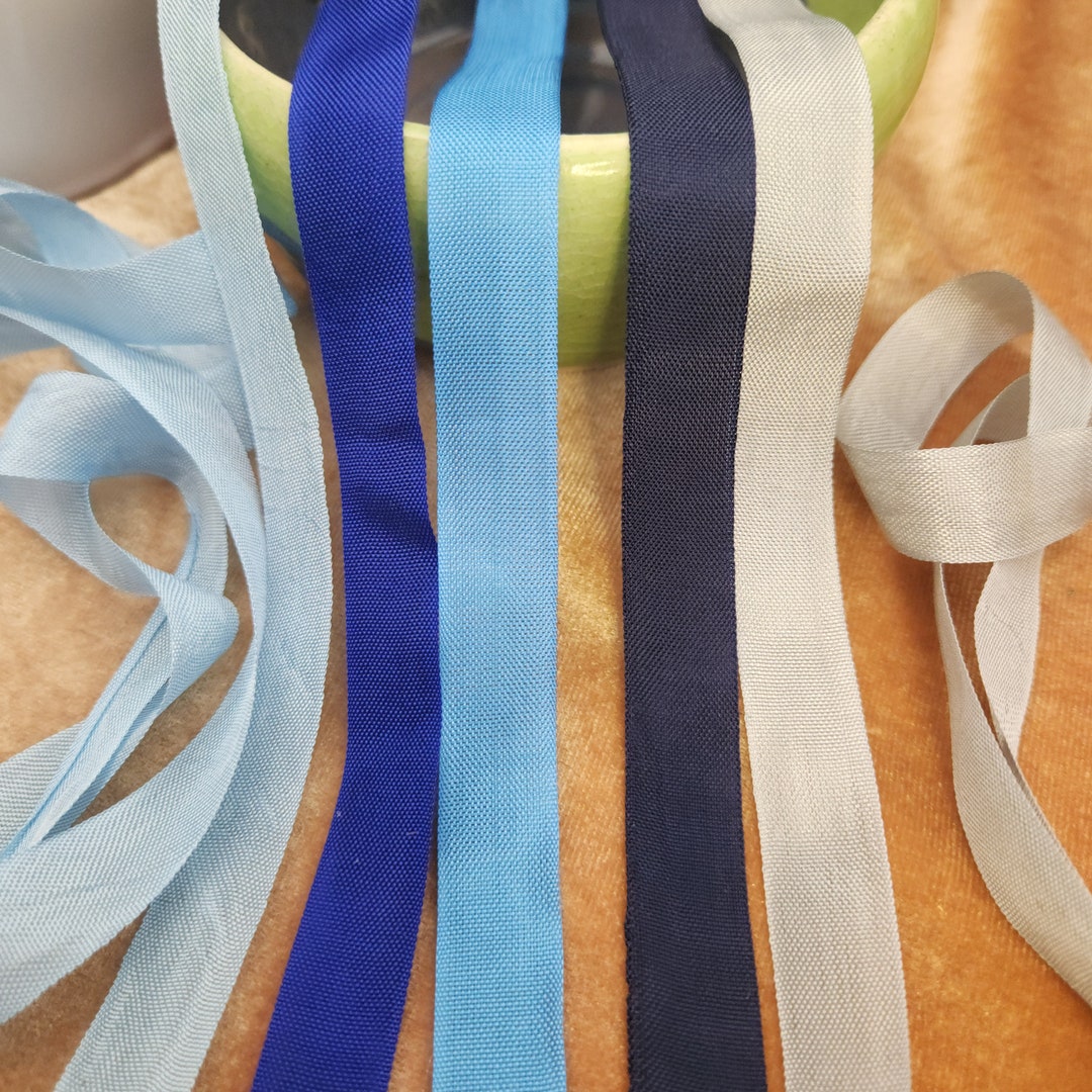 Crinkle Rayon Ribbon, 4 Yard Lot of Hug Snug Seam Binding Trim in Blue ...