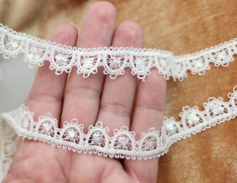 Scallop Sequin Lace, White Sparkle Lace, Venice Bridal Border Trim ...