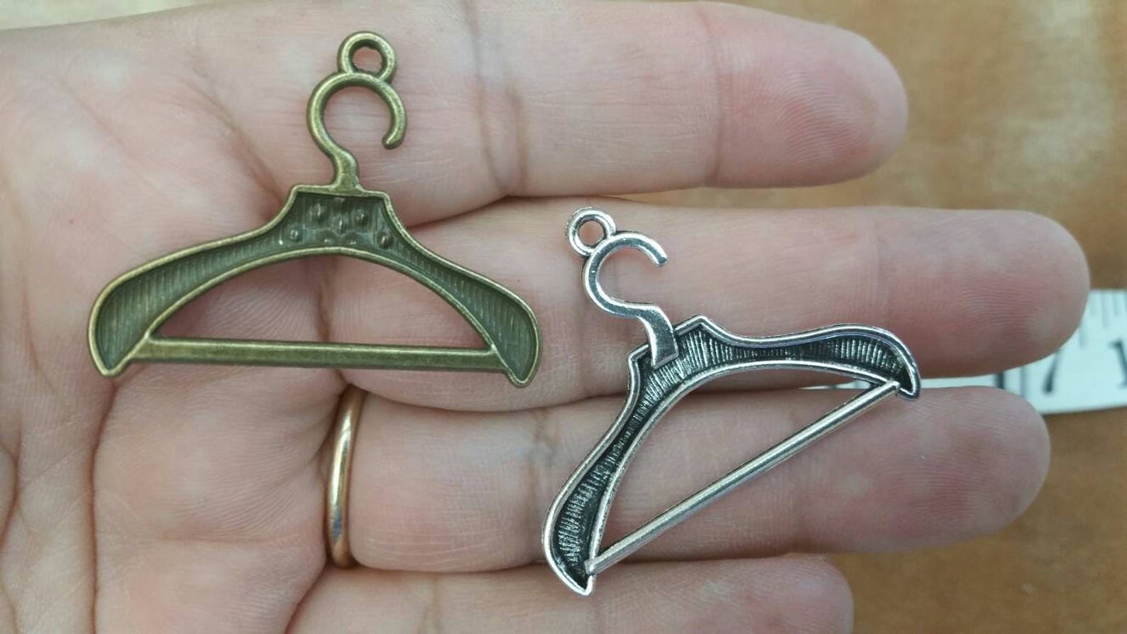 Clothes Hanger Charm, 4 in a Set Silver or Bronze, Miniature Metal ...