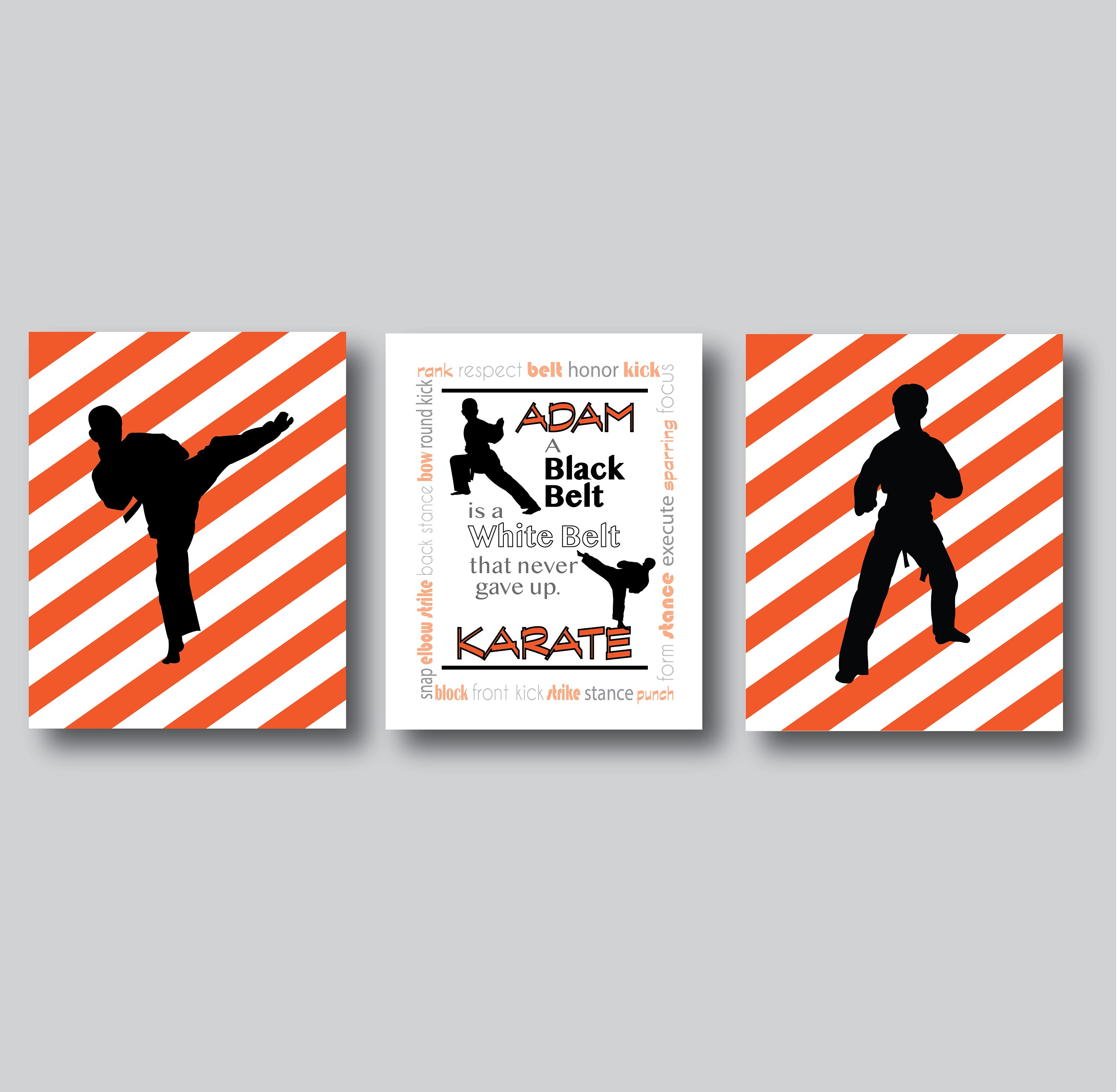 Set of 3 Personalized Karate Prints Personalized Karate Gift | Etsy