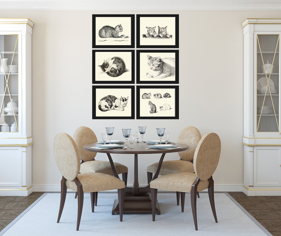 Cat Cats Kitten Animals Wall Art Prints set of 6 Beautiful | Etsy