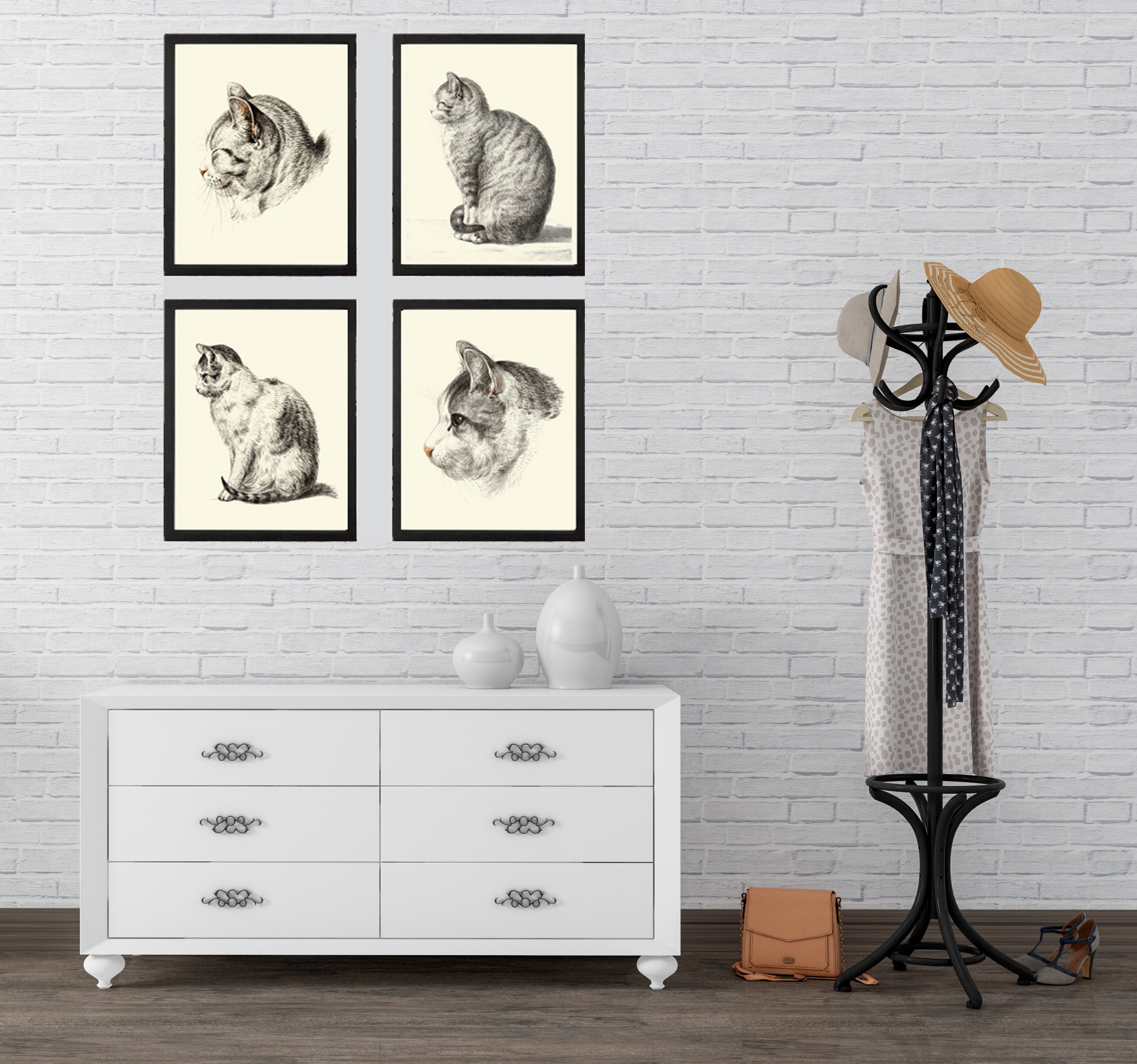 Cat Cats Cute Animals Print Set of 4 Beautiful Wall Art Kitty - Etsy UK