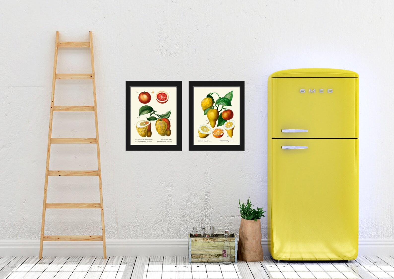 Citrus Lemon Orange Prints Wall Art Print Set of 2 Beautiful | Etsy