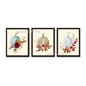 Pumpkin Prints Botanical Wall Art Set of 3 Beautiful Blue - Etsy