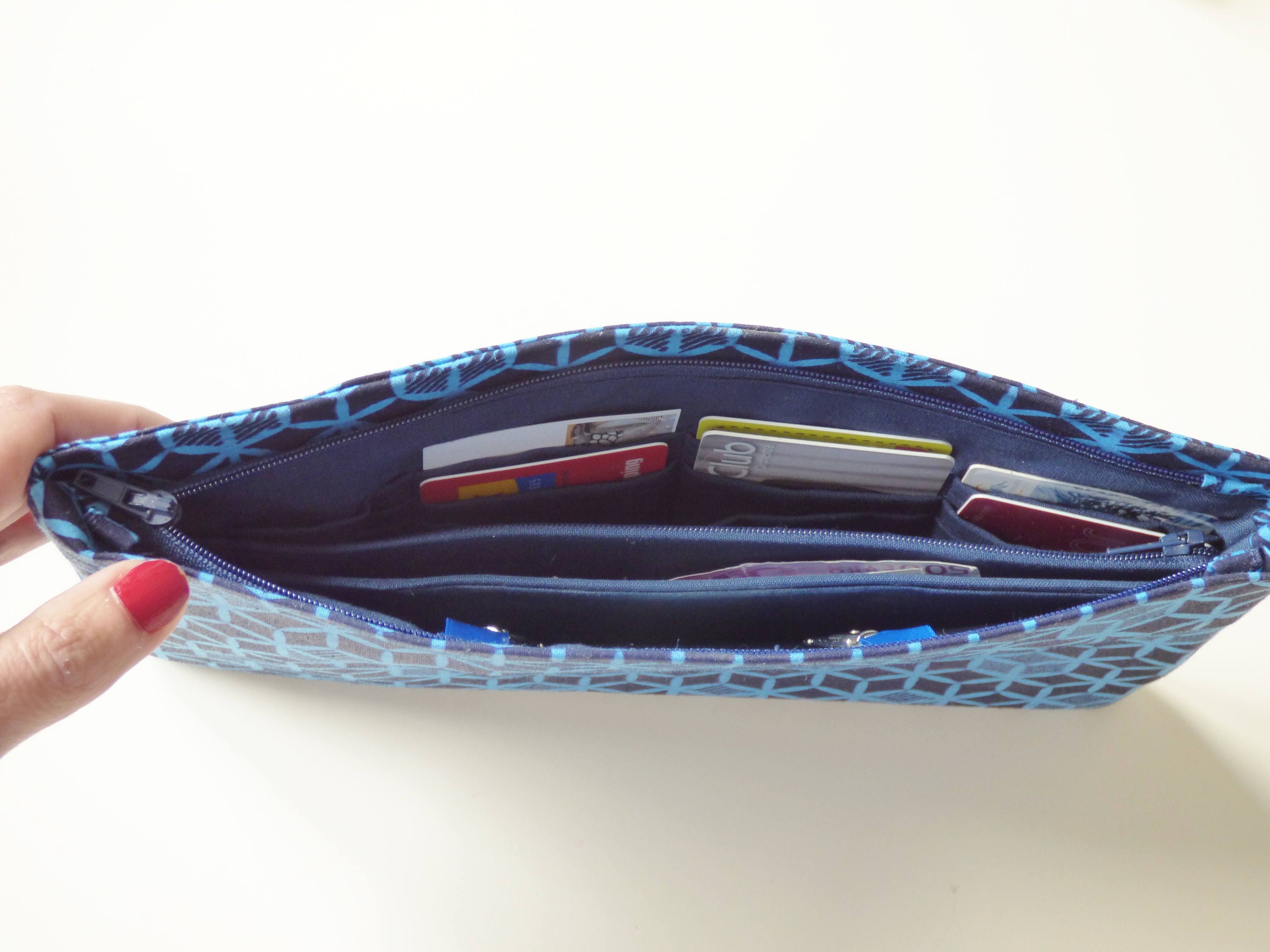 Wallet African Fabric Blue Wrist Wallet Batik Fabric - Etsy