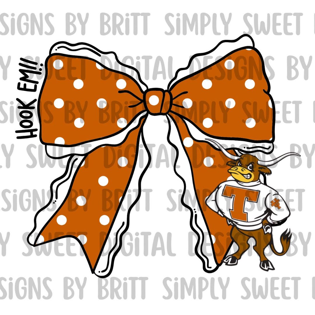 Texas Longhorns Mascot Bow Shirt Png Hook ‘em Png - Etsy