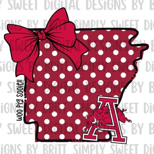Arkansas University Razorbacks Shirt Png Cute AR State Bow Png Woo Pig ...