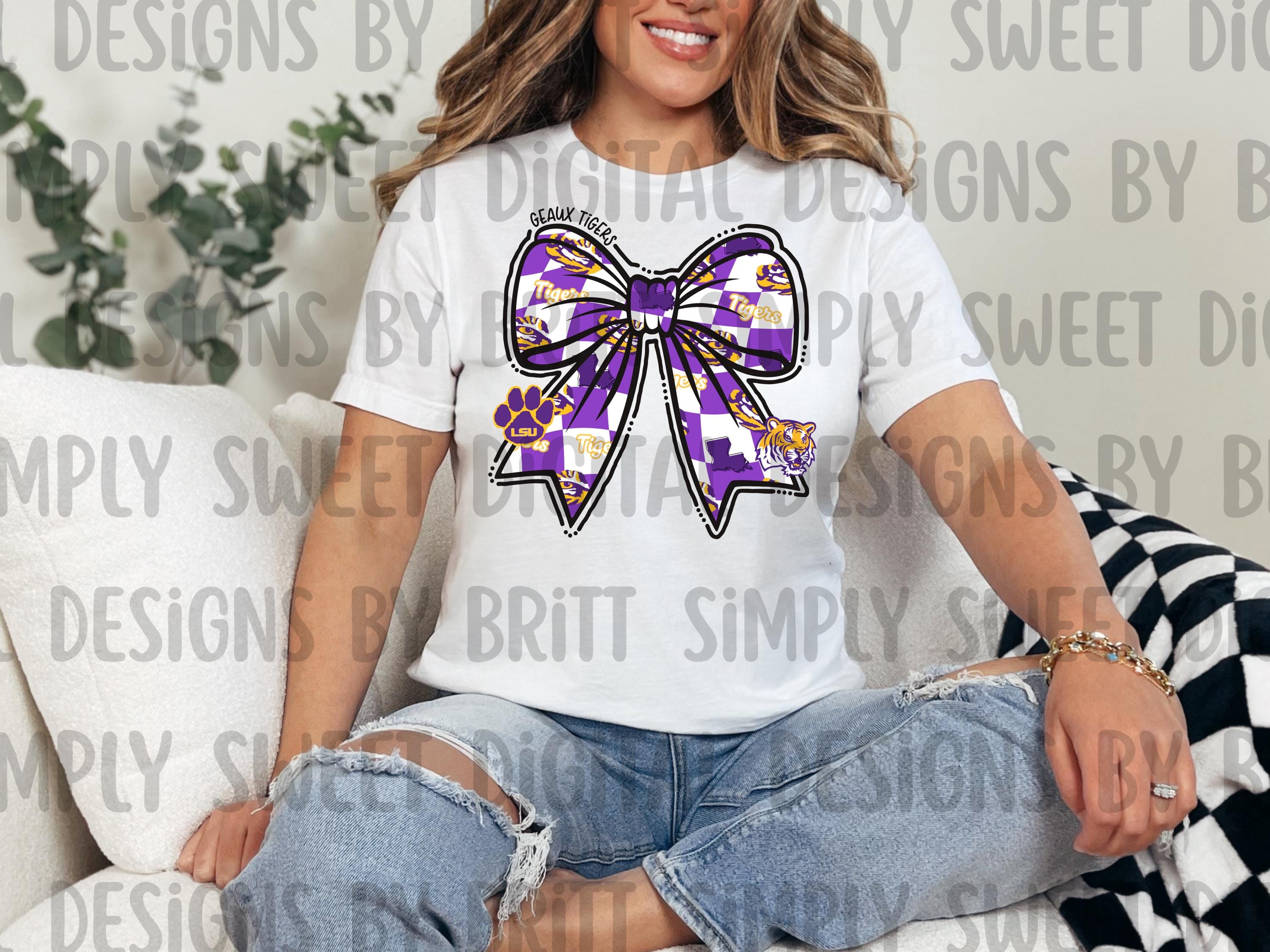 LSU Tigers Doodle Coquette Bow Shirt Png Cute LSU Bow Png - Etsy