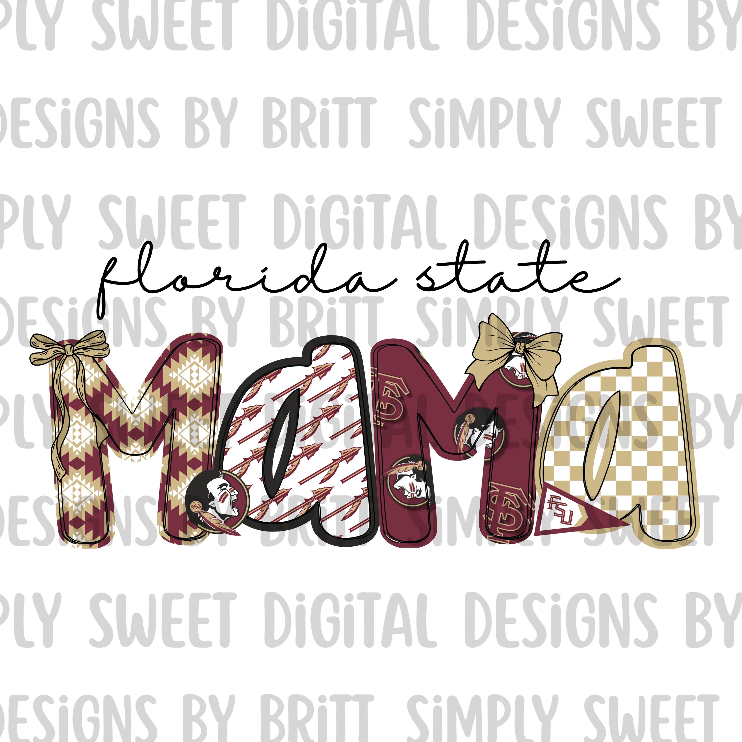 Florida State University Mama Shirt Png FSU Seminoles Patchwork Doodle ...