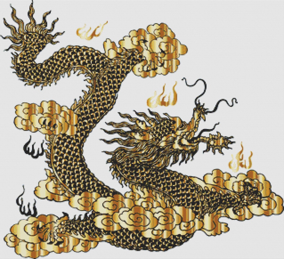 Gold Dragon PDF Cross Stitch Pattern - Etsy